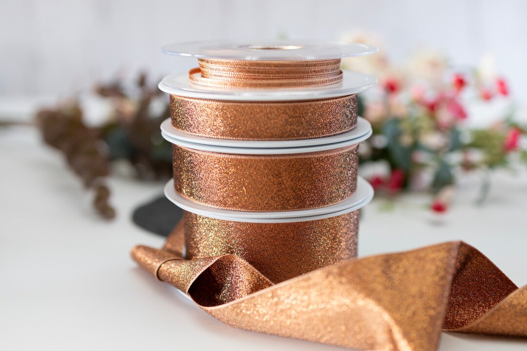 Berisfords Bronze Sparkly Metallic Lame Ribbon Widths 3mm 7mm 15mm 25mm ...