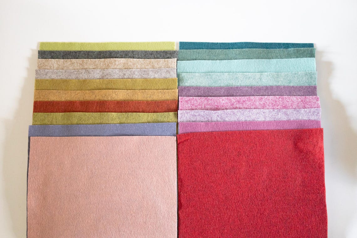 Wool Mix Felt Sheets 9”x9”, Top Quality, 64 Colours Wool Felt Blend ...