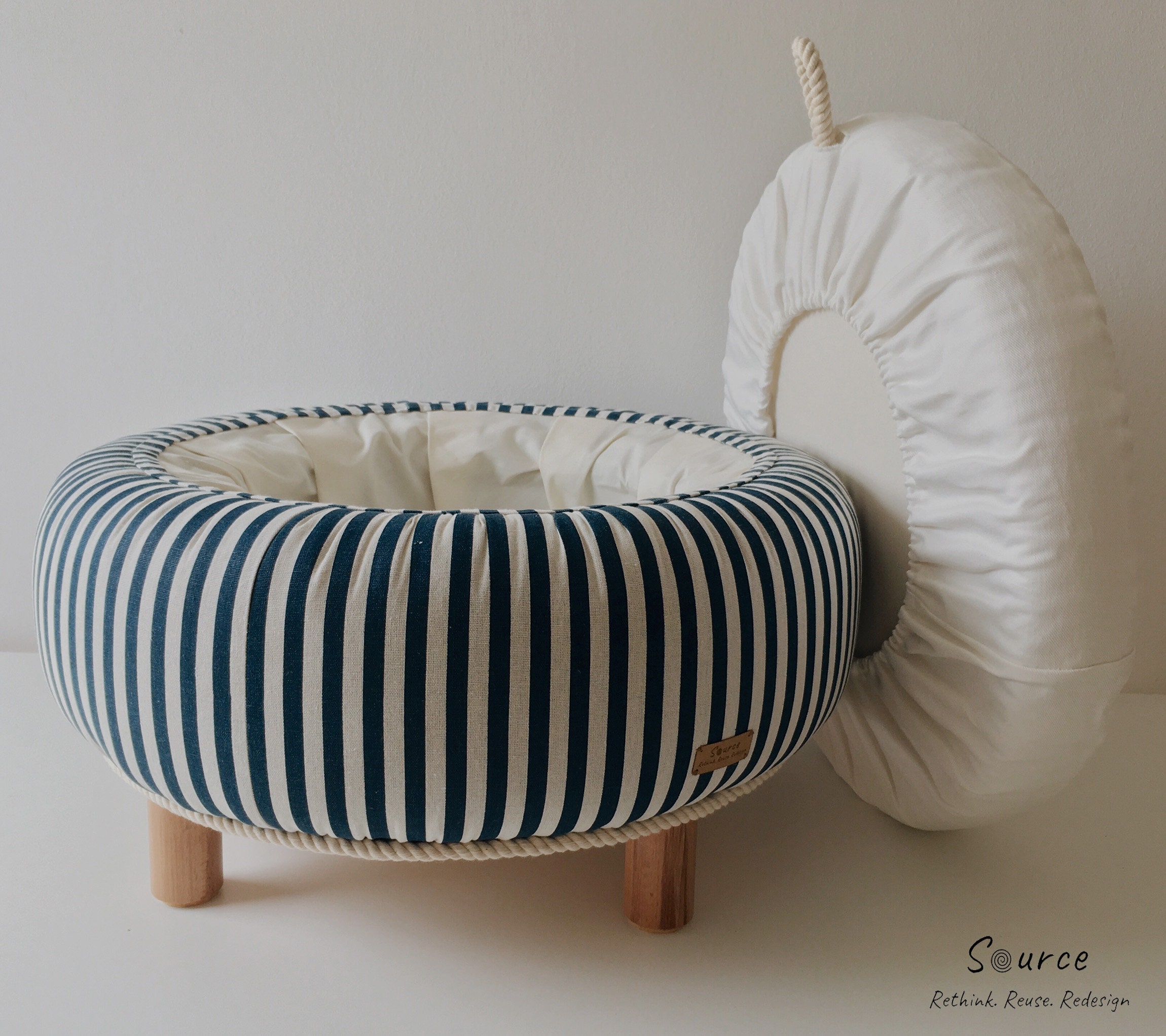 Marine Look Ottoman With Removable Cover Upcycled Car Tire One of a ...