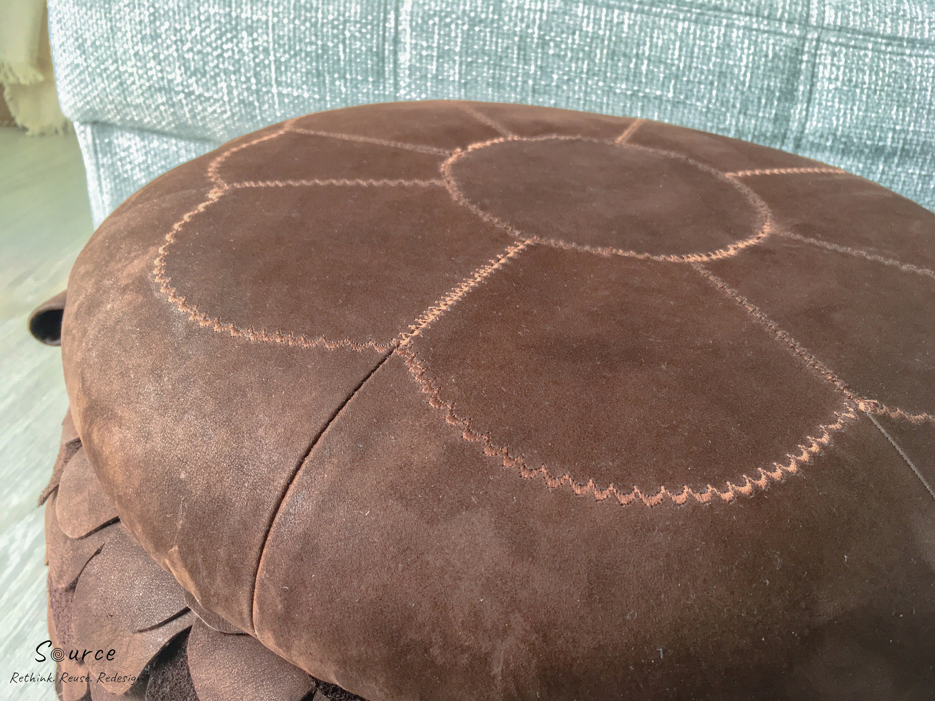 Leather Ottoman With Storage Upcycled Leather Jacket and Tire Unique ...