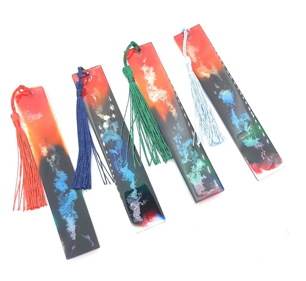 1 X L Long Handmade BOOKMARK. 14x2.5cms. Epoxy Resin Casting With ...