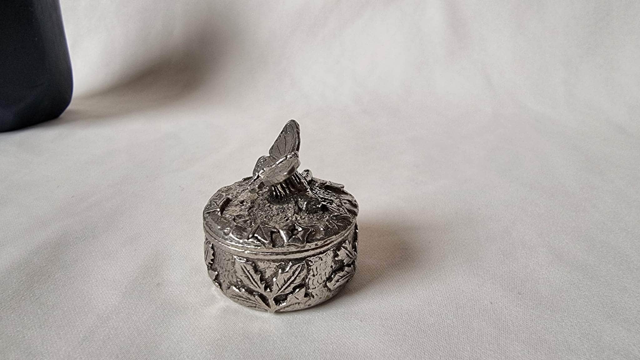 Butterfly Trinket Box, Butterfly Pin Box, Pewter Butterfly Figurine ...
