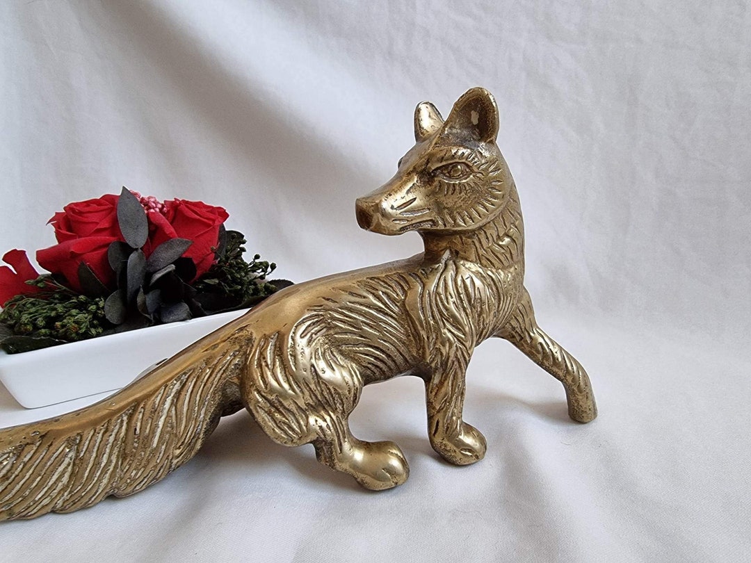 Solid Brass Fox, Brass Fox Figurine, Brass Fox, Solid Brass Ornament ...