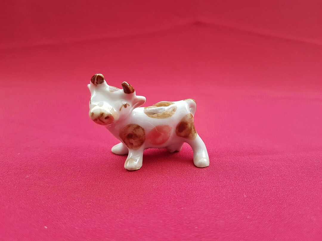 Cow Figure, Porcelain Cow, Ceramic Cow, Small Cow Figure, Pottery Cow ...