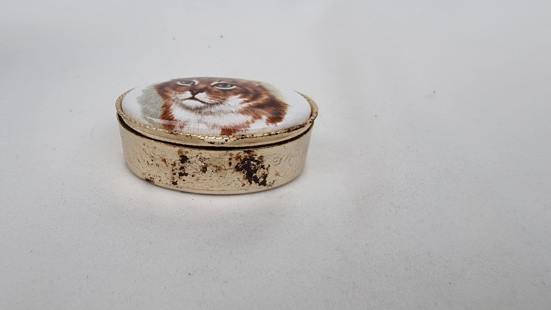Cat Trinket Box, Cat Pin Box, Cat Figurine, Ginger Cat Figurine, Pewter ...