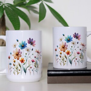 Watercolor Floral Mug - Vibrant Blooms for Your Morning Brew - Flower ...