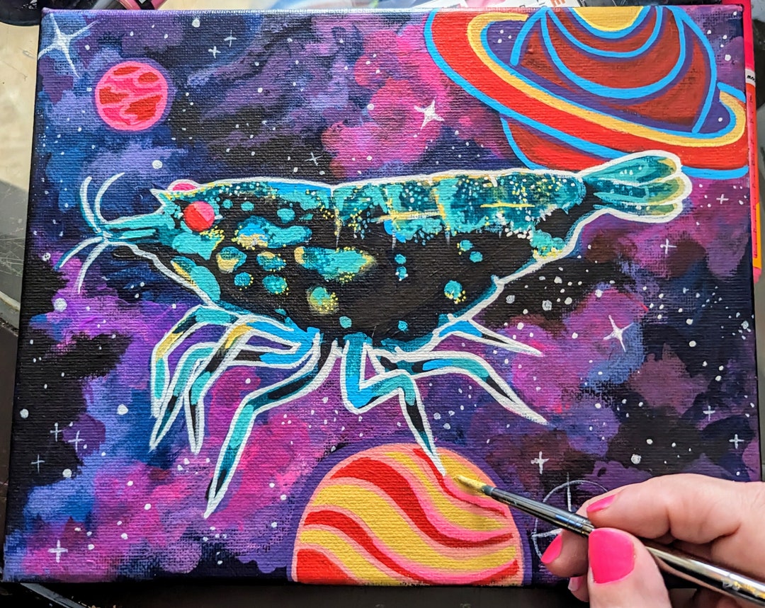 Galaxy Shrimp Canvas Painting - Etsy