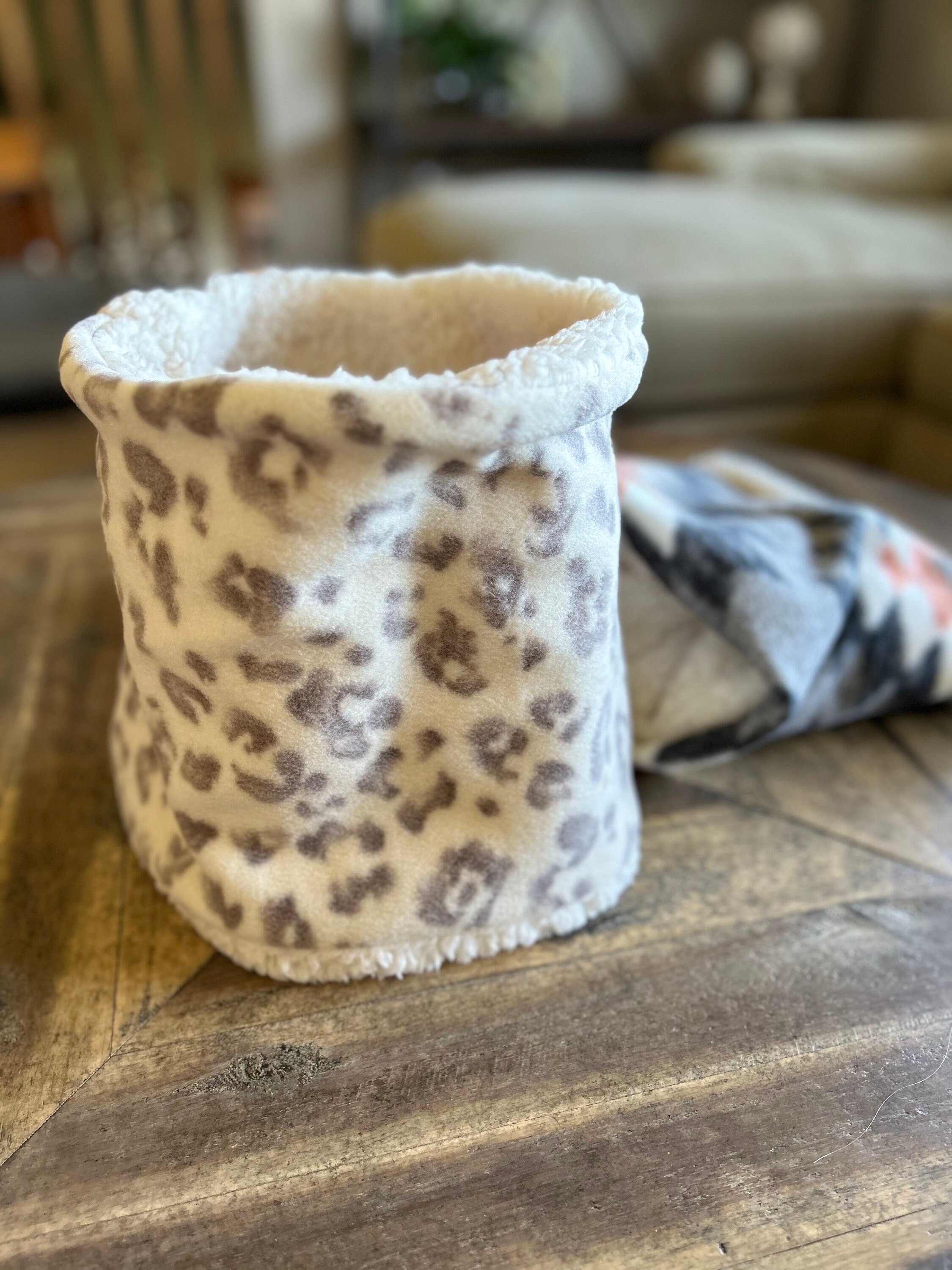 White Leopard Sherpa Fleece Neckwarmer - Etsy