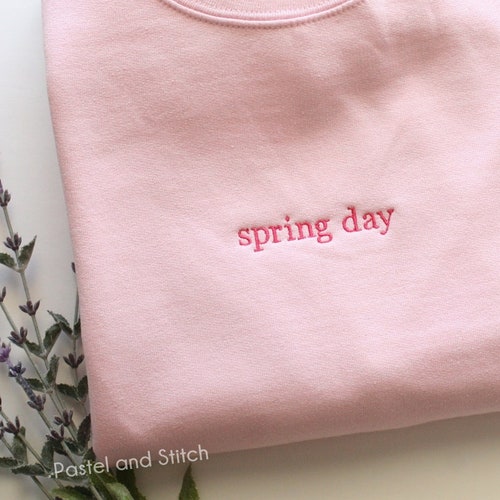 Spring Day Embroidered Sweatshirt Light Pink Sweatshirt BTS - Etsy