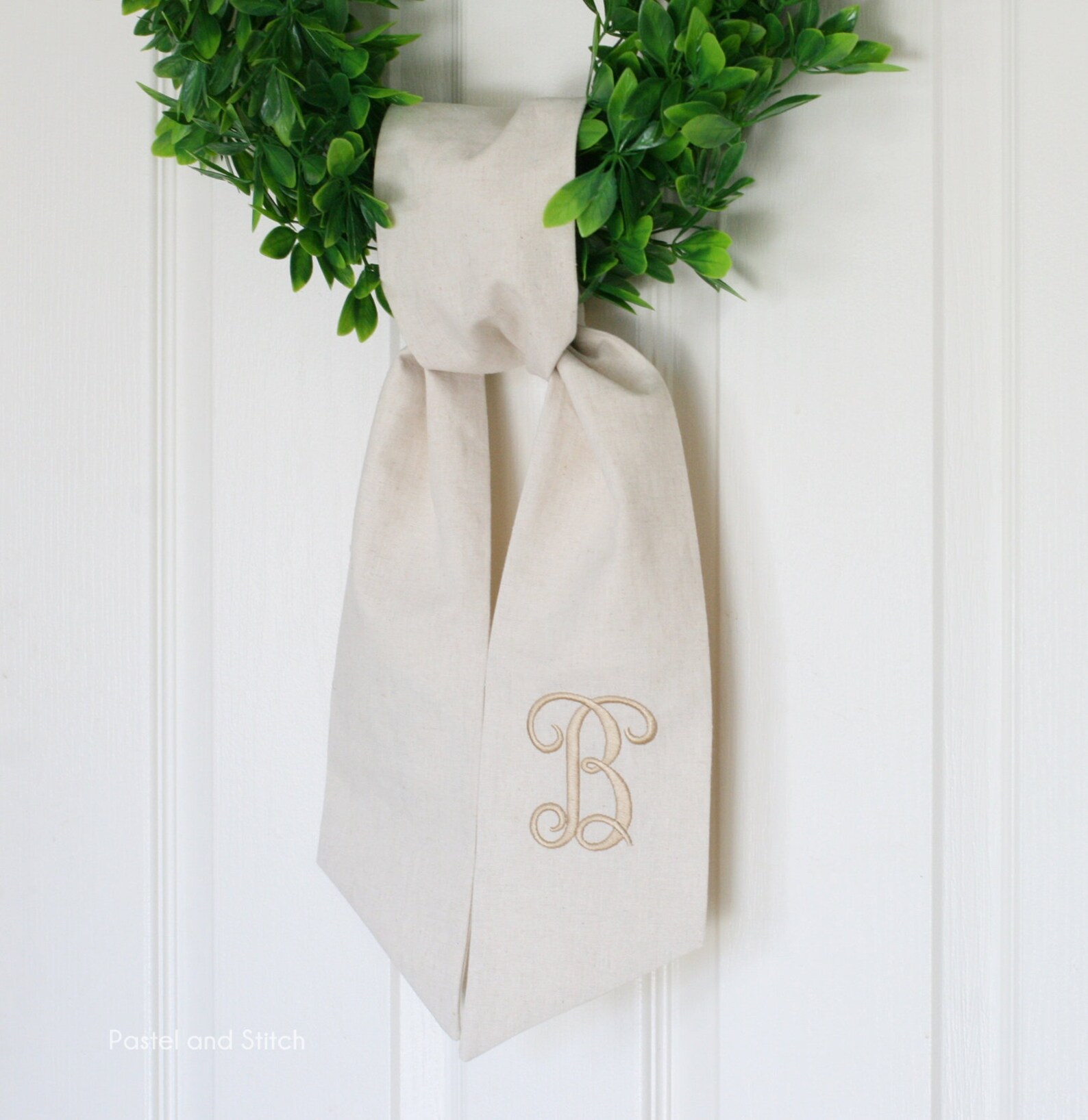 Linen Wreath Sash Monogrammed Sash Embroidered Sash Easter | Etsy
