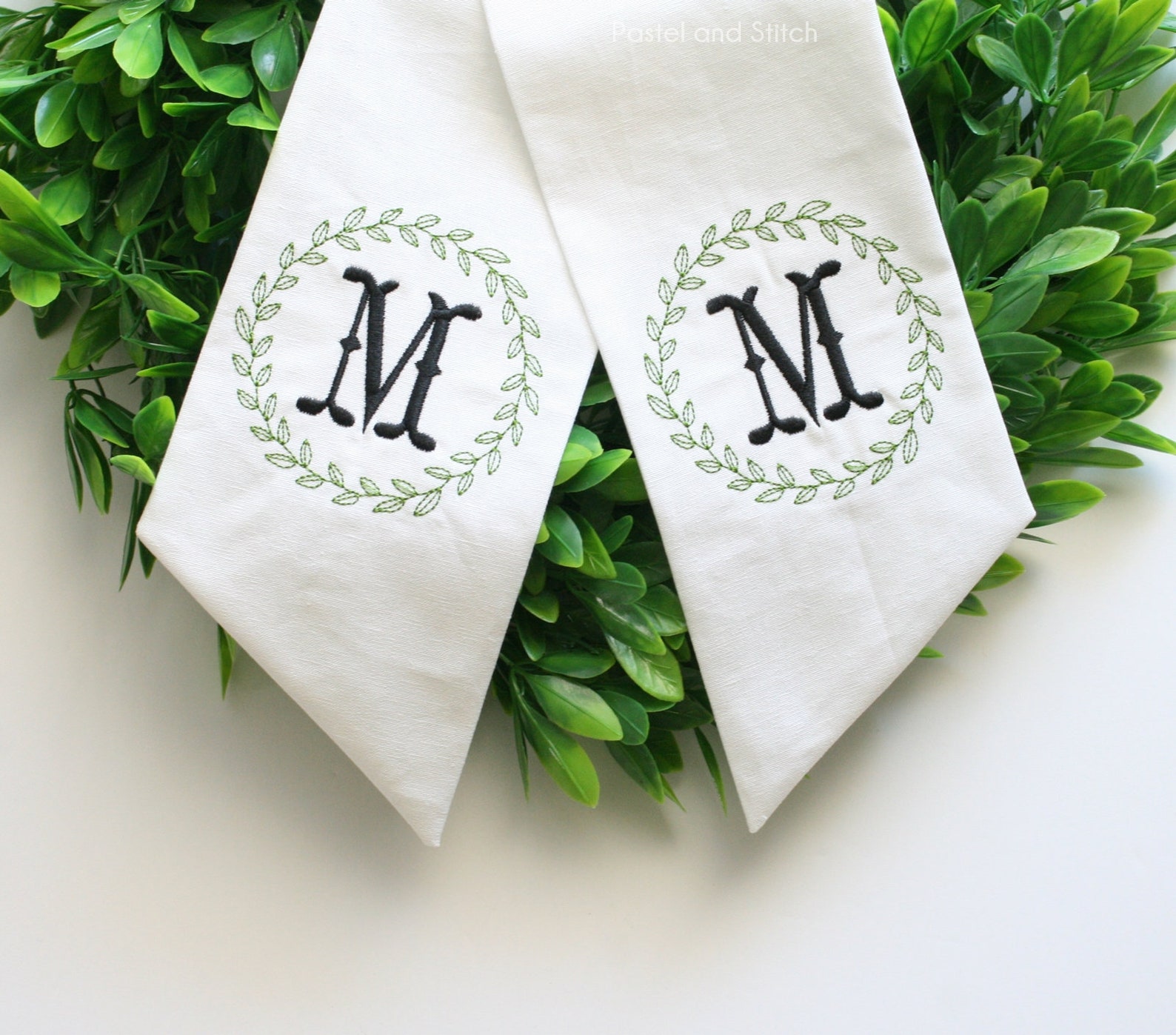 Linen Wreath Sash, Monogrammed Sash, Embroidered Sash, Thanksgiving ...