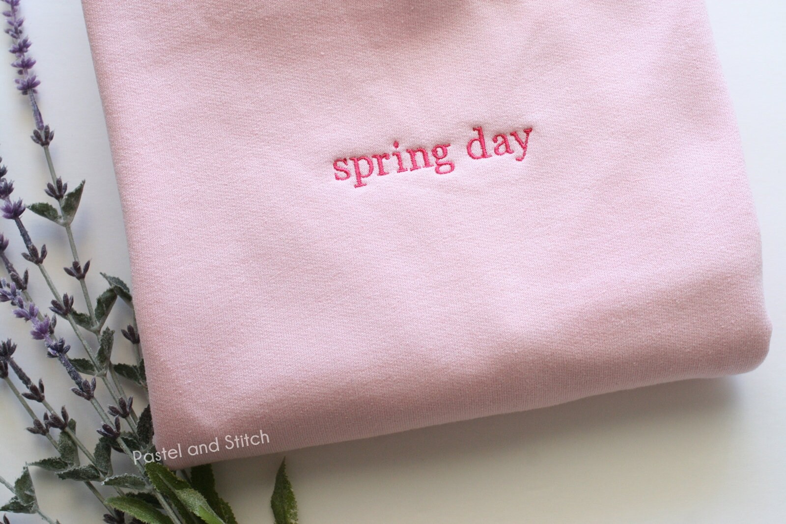 Spring Day Embroidered Sweatshirt, Light Pink Sweatshirt, BTS Inspired ...