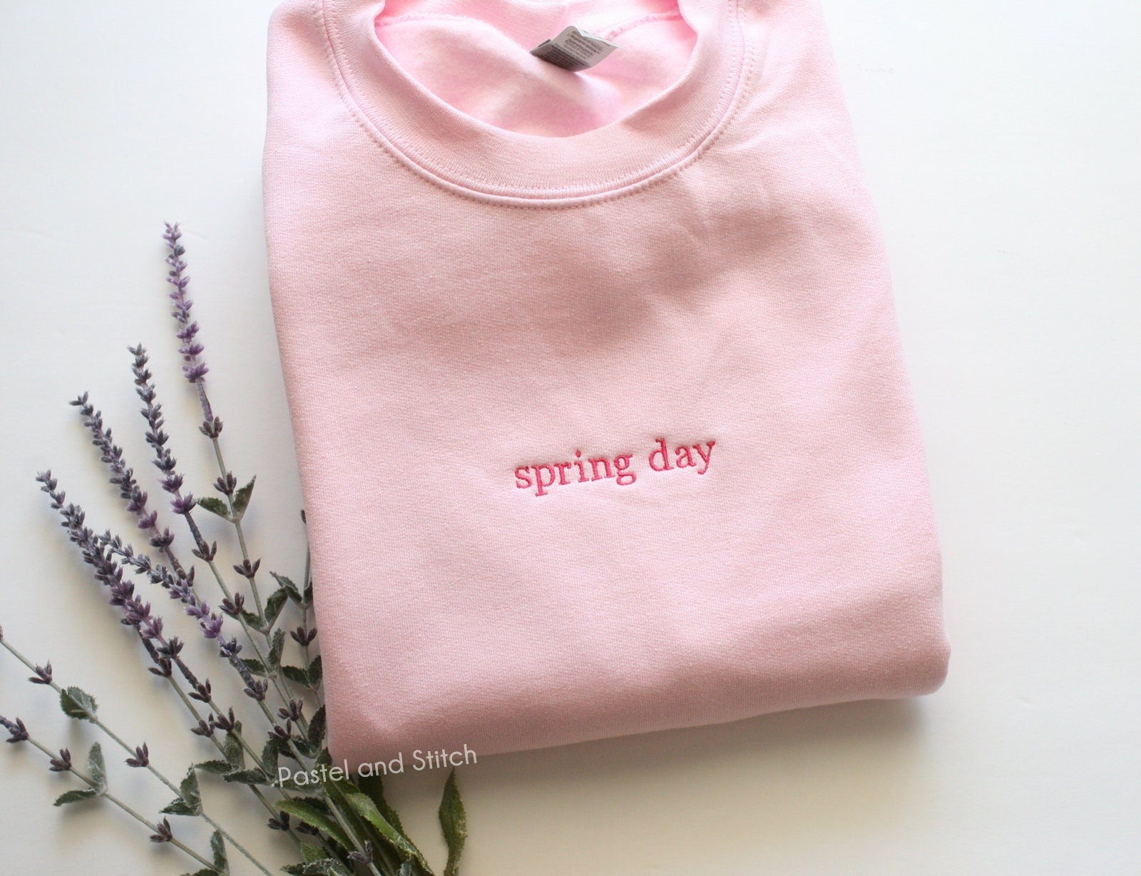 Spring Day Embroidered Sweatshirt Light Pink Sweatshirt BTS - Etsy