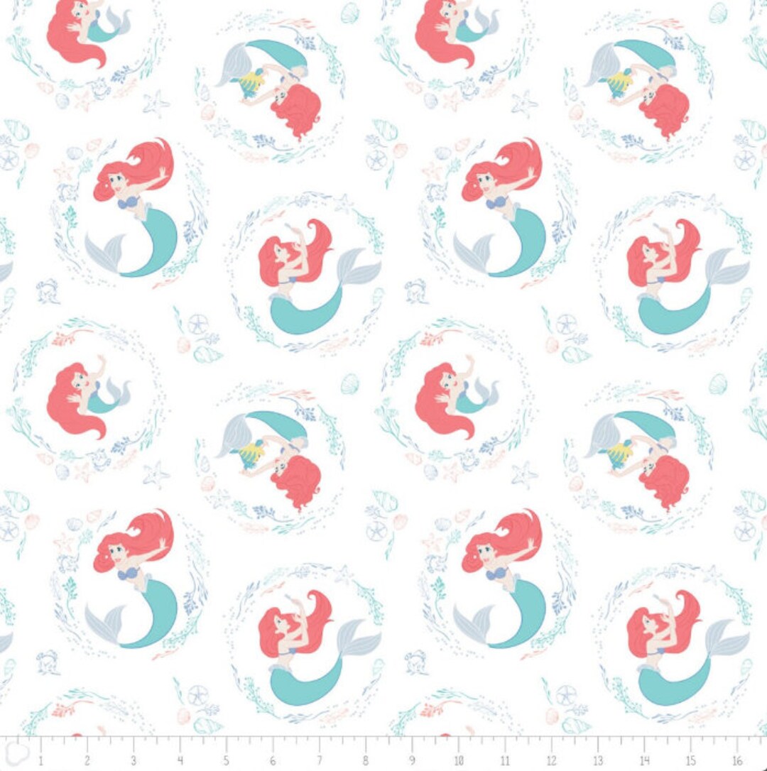 La Sirenita, Disney Princess Fabric, Ariel Swirl Fabric, Camelot ...
