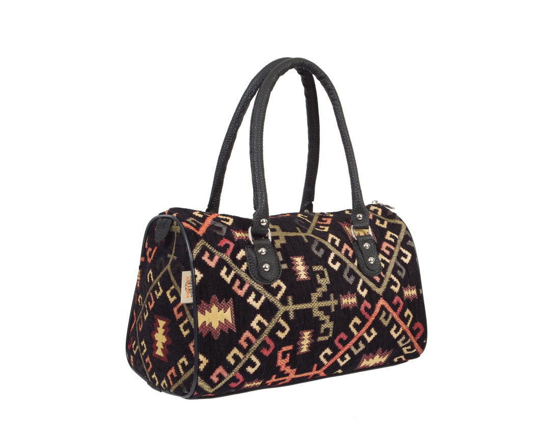 Boho Handbag in Black Geometric Pattern + Free Purse - Etsy