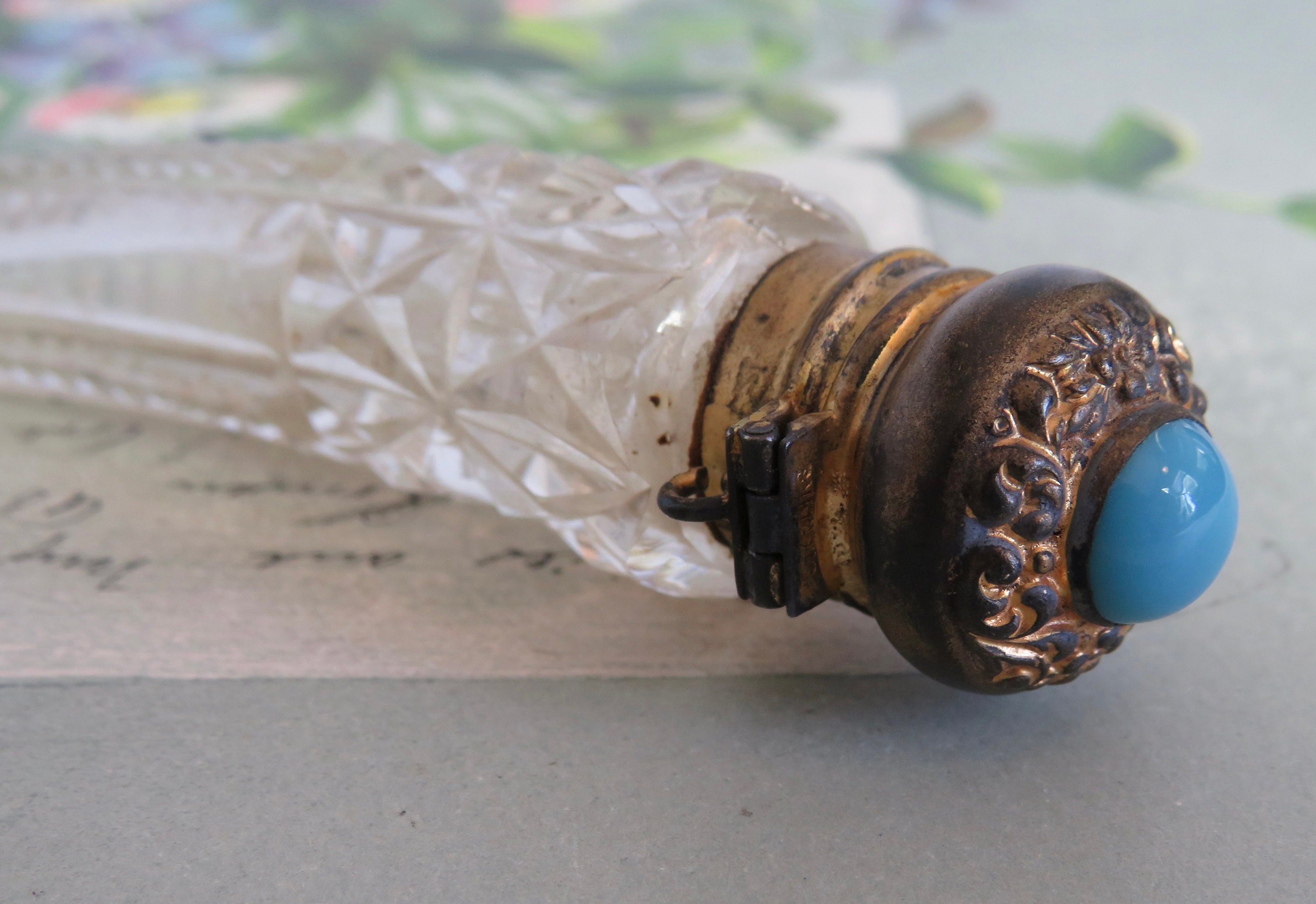 Antique Cut Glass Perfume Flacon Bottle W/jeweled Lid. UBM18 - Etsy