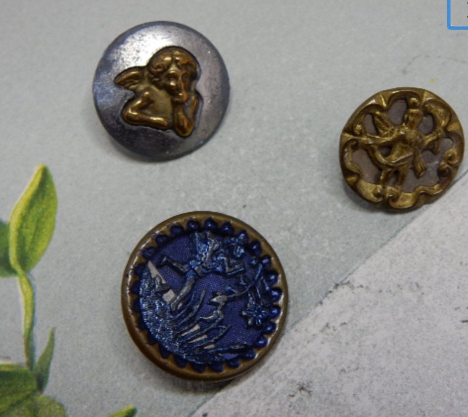 3 Antique ANGEL Figural Picture Button Lot - Etsy