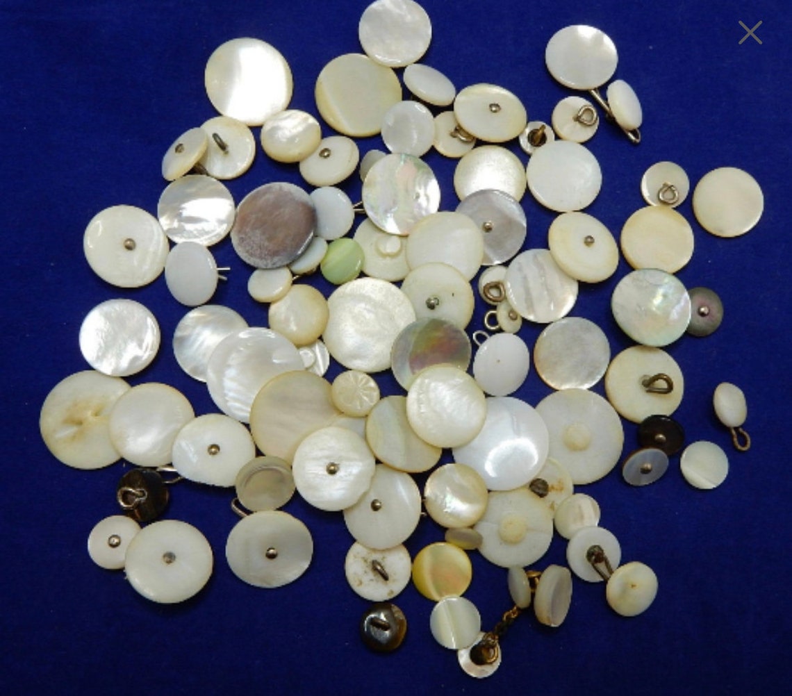 90 Flat or Smooth Top Mother of Pearl Buttons W/ Self or Metal Loop ...