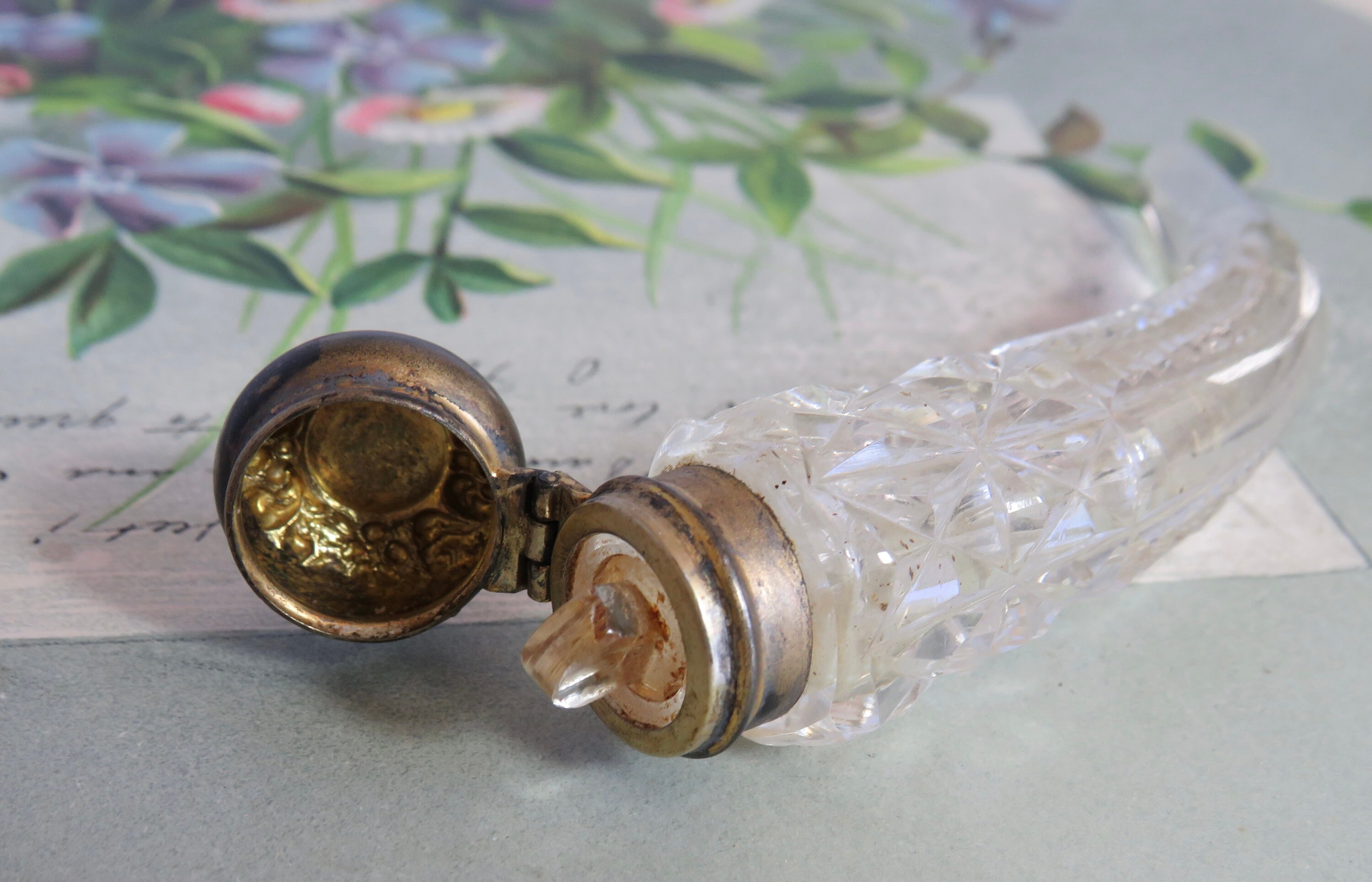 Antique Cut Glass Perfume Flacon Bottle W/jeweled Lid. UBM18 - Etsy