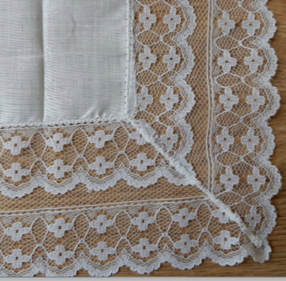 2 NEW Deep Lace w/ Cotton Center Wedding Handkerchief… - Gem