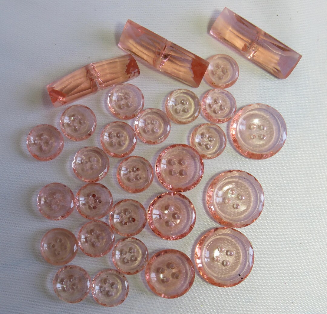 28 PINK Glass BUTTONS Matching W/ 3 Sizes Toggles WBF29 - Etsy