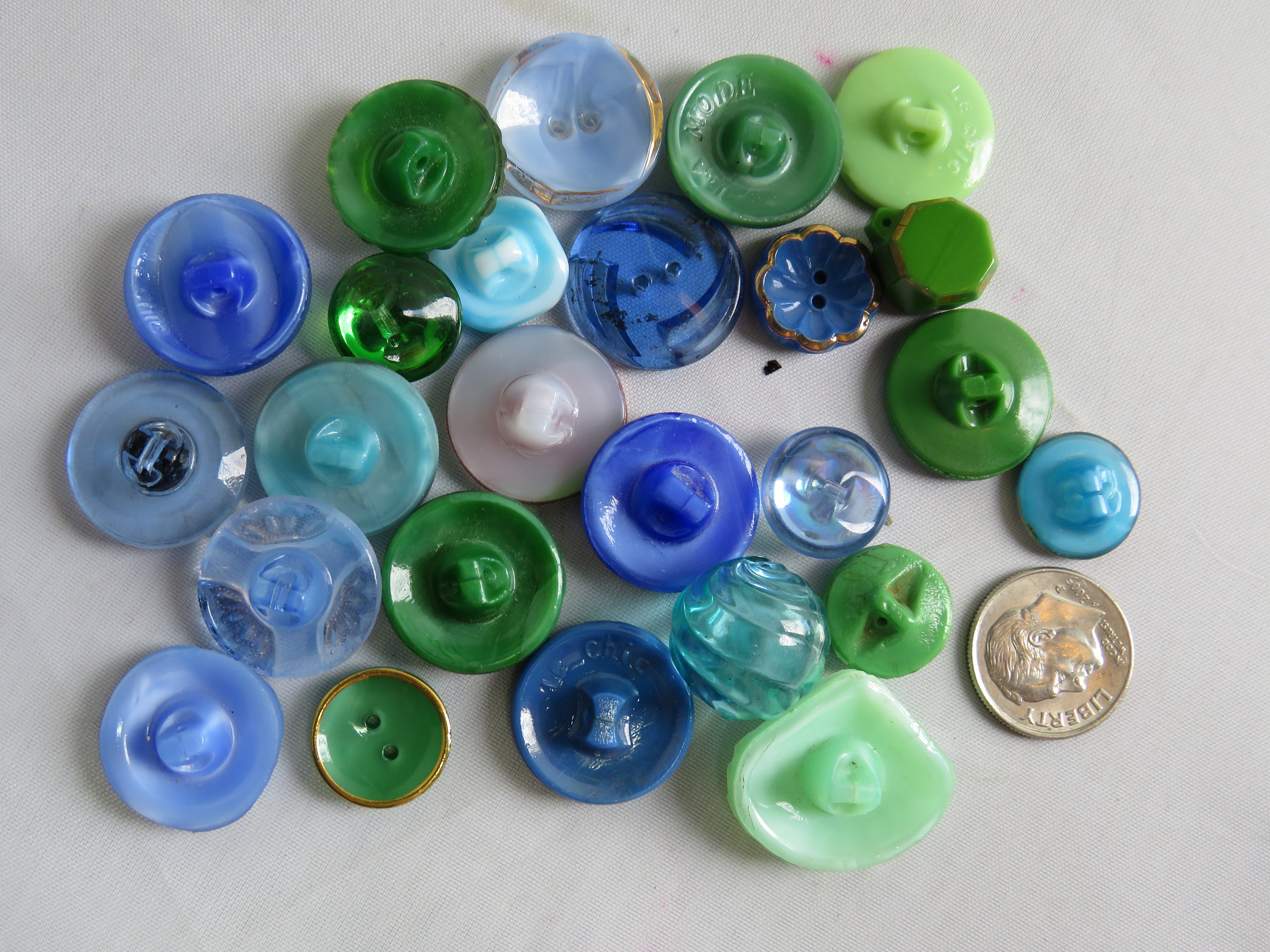 25 Assorted Vintage Blue & Green Glass Button Lot. WY29 - Etsy