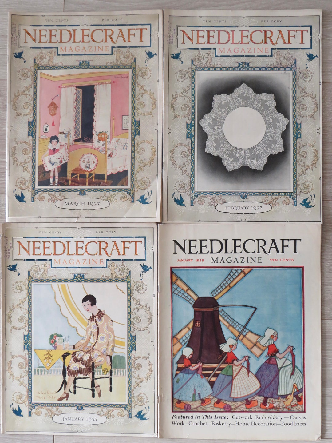 Four 1927 NEEDLECRAFT MAGAZINE Issues Stories Fashion Patterns Crafts ...