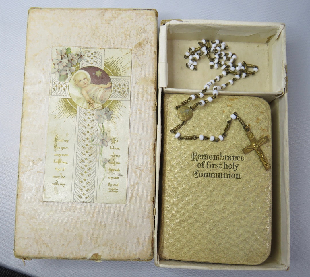 Antique Miniature First Communion Book & Rosary in Original Box SCJ19 ...
