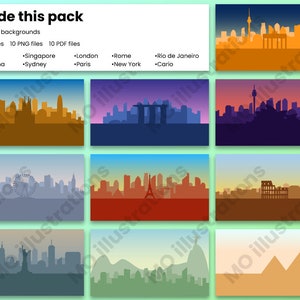 10 Simple City Skyline Backgrounds | PNG, JPG and PDF - Etsy