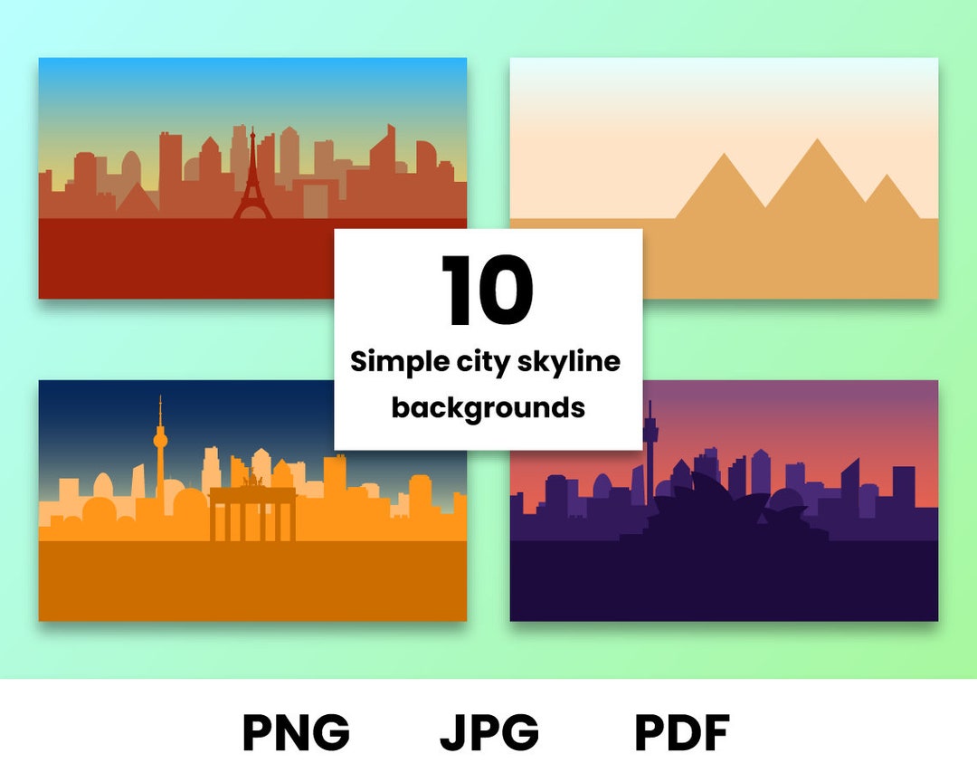 10 Simple City Skyline Backgrounds | PNG, JPG and PDF - Etsy