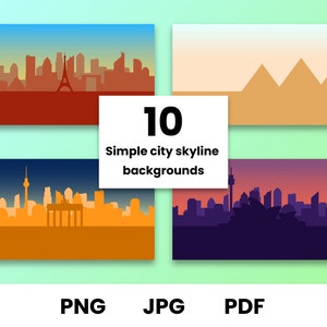 10 Simple City Skyline Backgrounds | PNG, JPG and PDF - Etsy