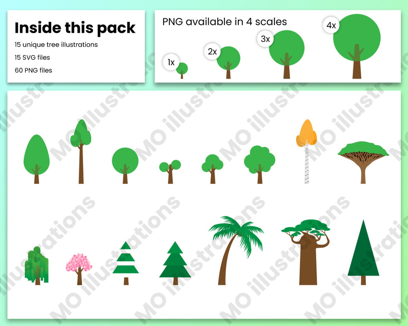 15 Simple Trees Clipart | PNG and SVG - Etsy