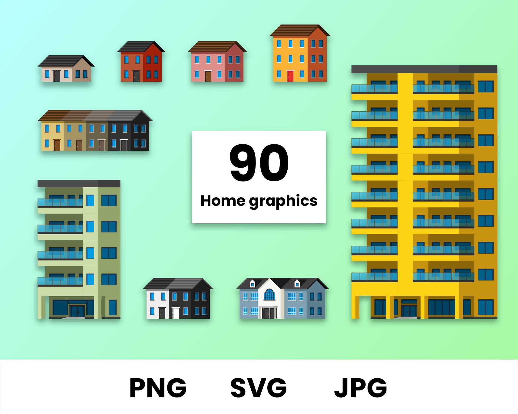 90 Homes Clipart | PNG, SVG and JPG - Etsy