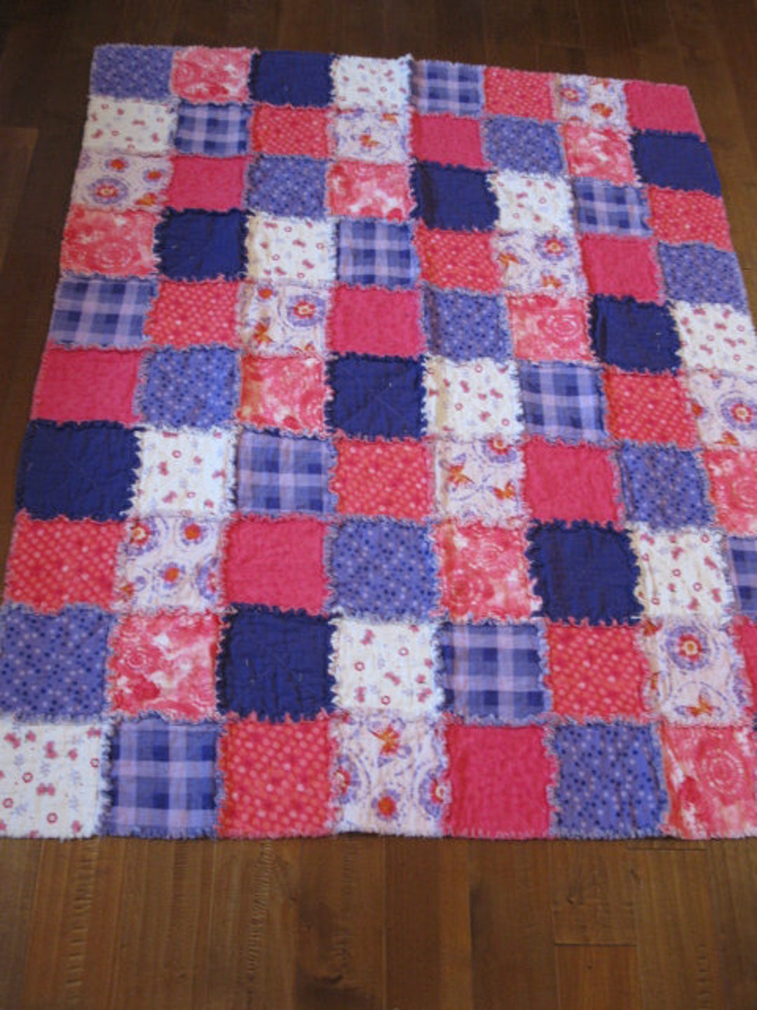 Handmade Rag Quilt Purple, Pink, and White - Etsy
