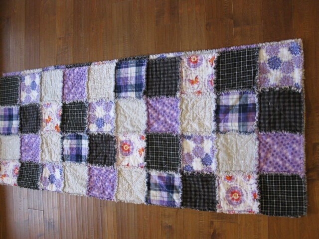 Handmade Flannel Rag Quilt Purple Black and White 1 60 - Etsy
