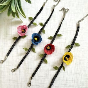 Poppy Bracelets / Flower Bracelet / Poppy Jewelry / Floral Jewelry Gift ...