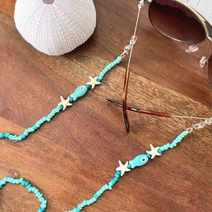 Turquoise Sunglasses Chain / Sunglasses Lanyard / Fish Beaded Eyeglass ...