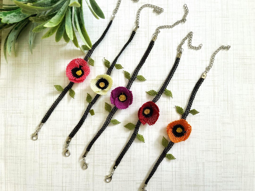 Poppy Bracelets / Flower Bracelet / Poppy Jewelry / Floral Jewelry Gift ...
