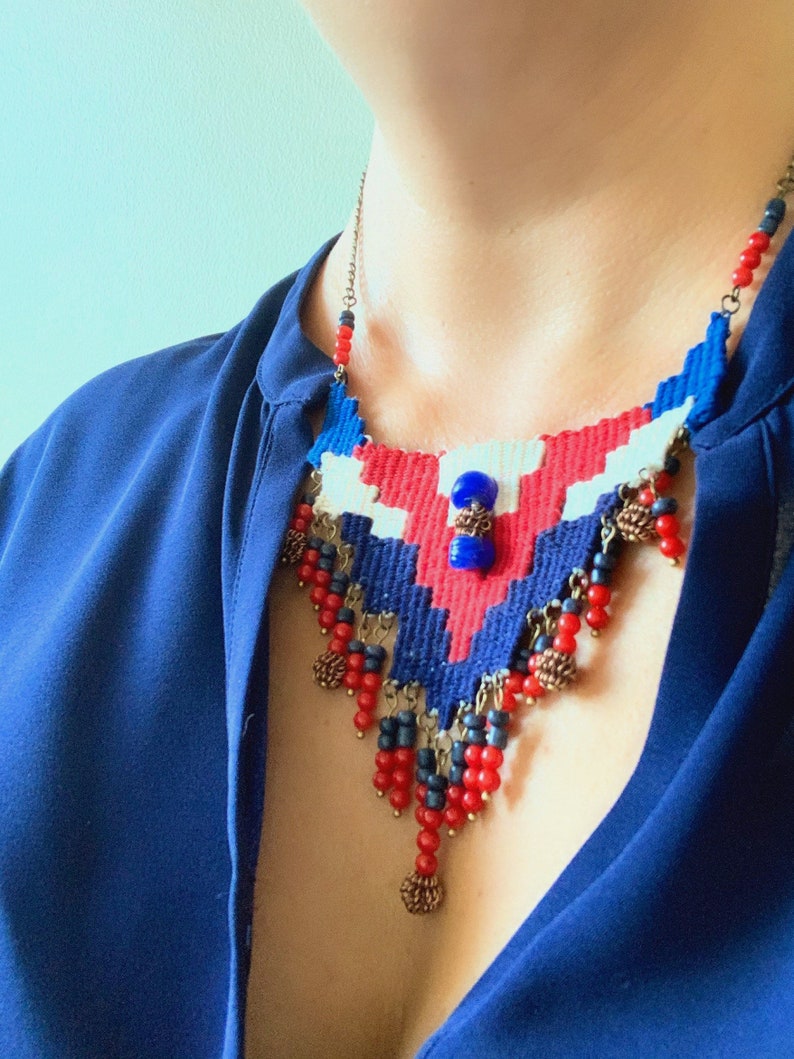 Woven Necklace / Fiber Jewelry / Kilim Necklace / Handwoven | Etsy