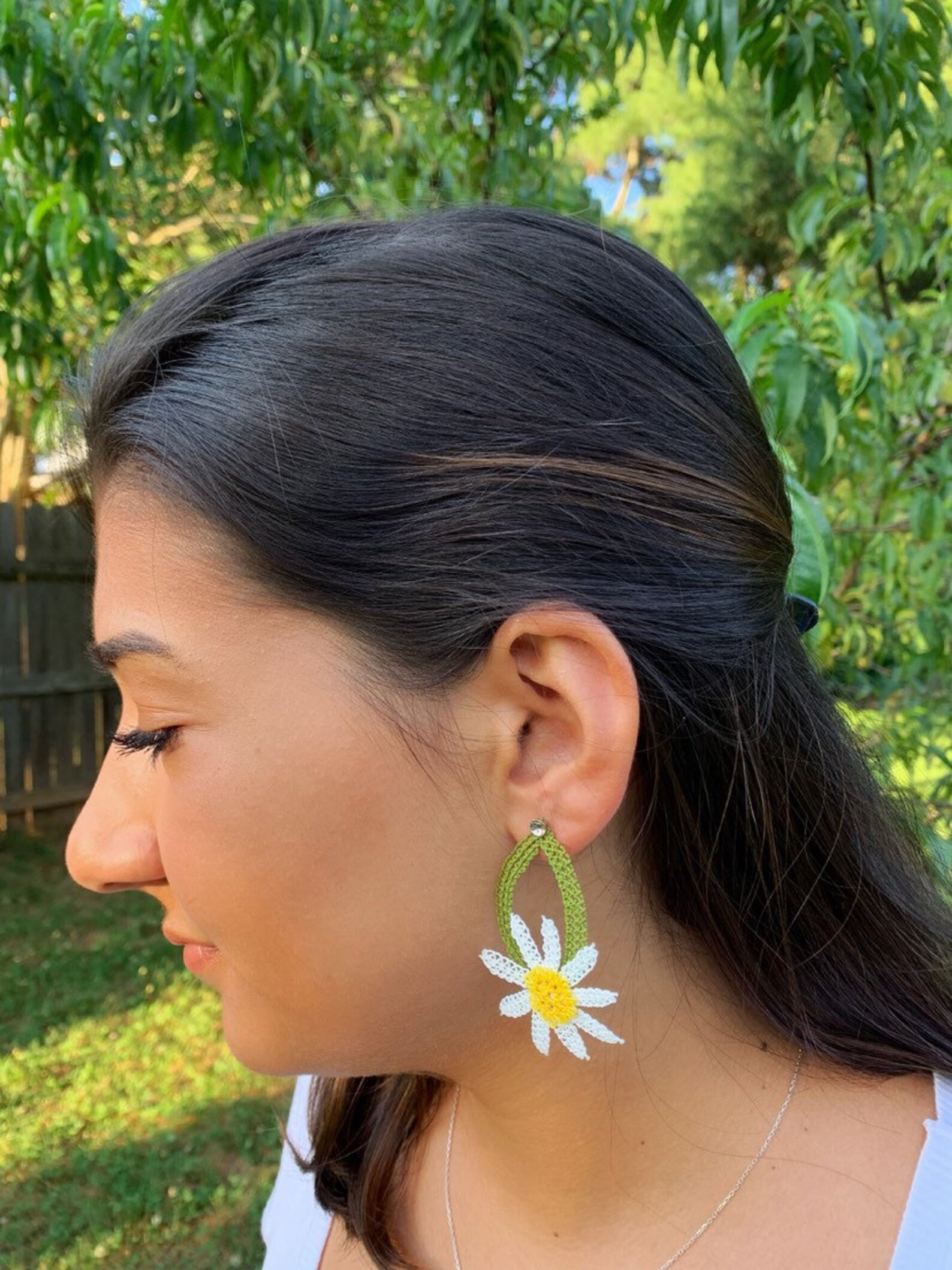 Daisy Flower Earrings / White Flower Dangle Earrings / Flower - Etsy