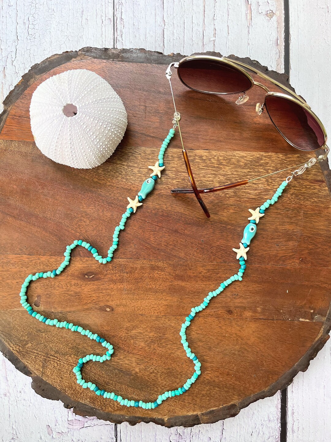 Turquoise Sunglasses Chain / Sunglasses Lanyard / Fish Beaded Eyeglass ...