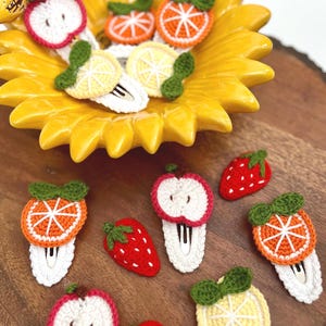Fruit Hair Clips / Fruit Barrets / Kawaii Hair Clips / Lemon Orange ...