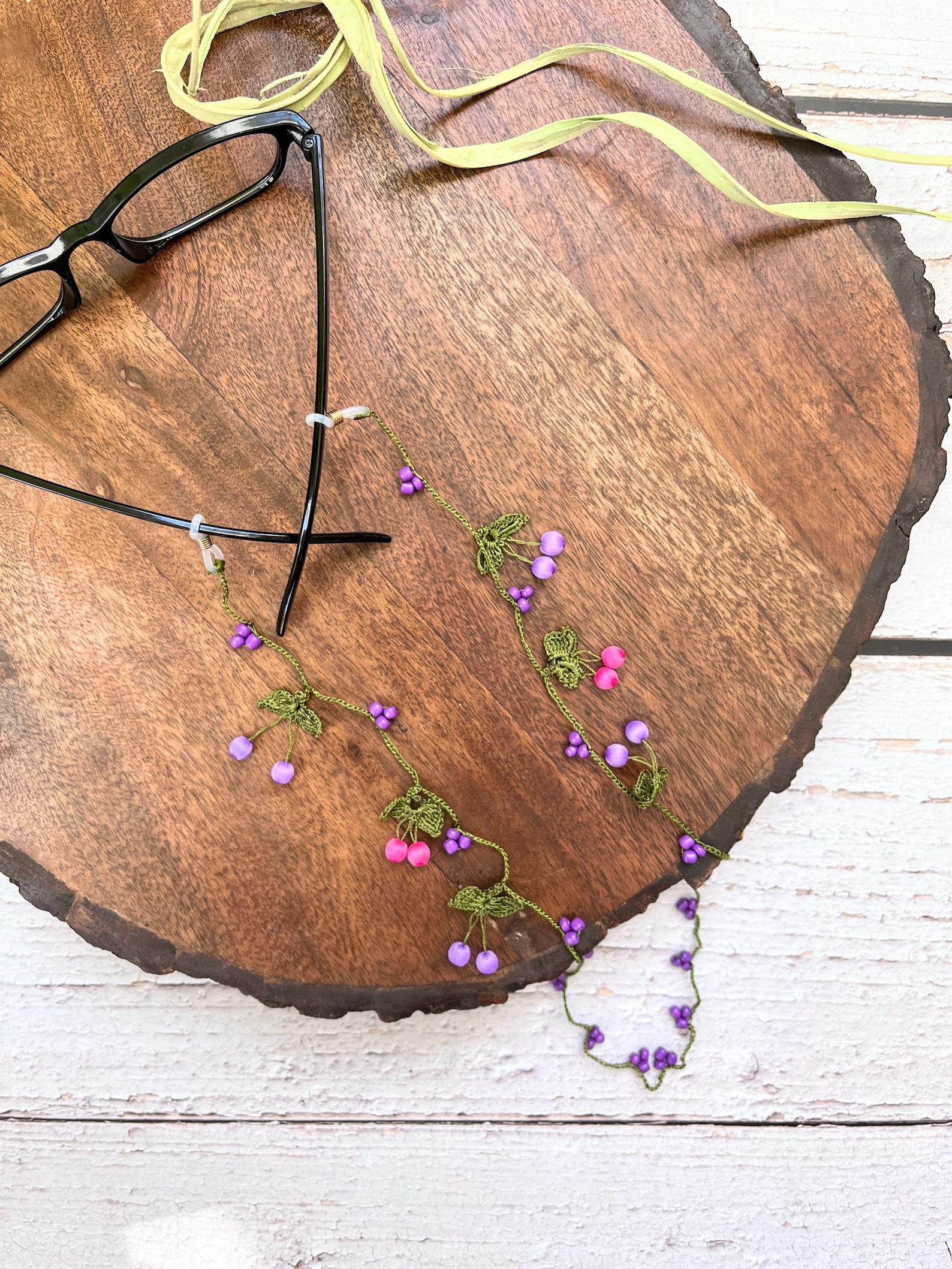 Crochet Eyeglass Chain / Eyeglass Cord With Cherries / Glasses | Etsy