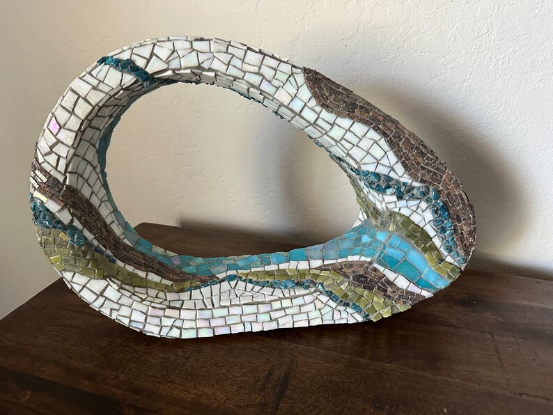 Handmade Large Abstract Heavy Concrete Sculpture. Mosaic Using Natural ...
