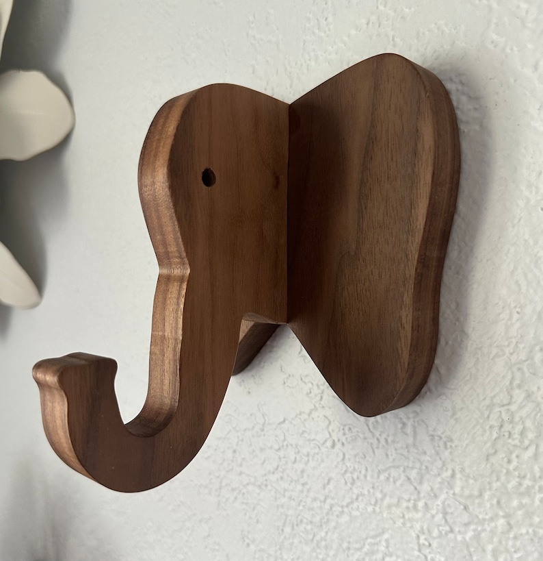 Children’s Room Elephant Walnut Wood Wall Hook “the Jungle Hook ...