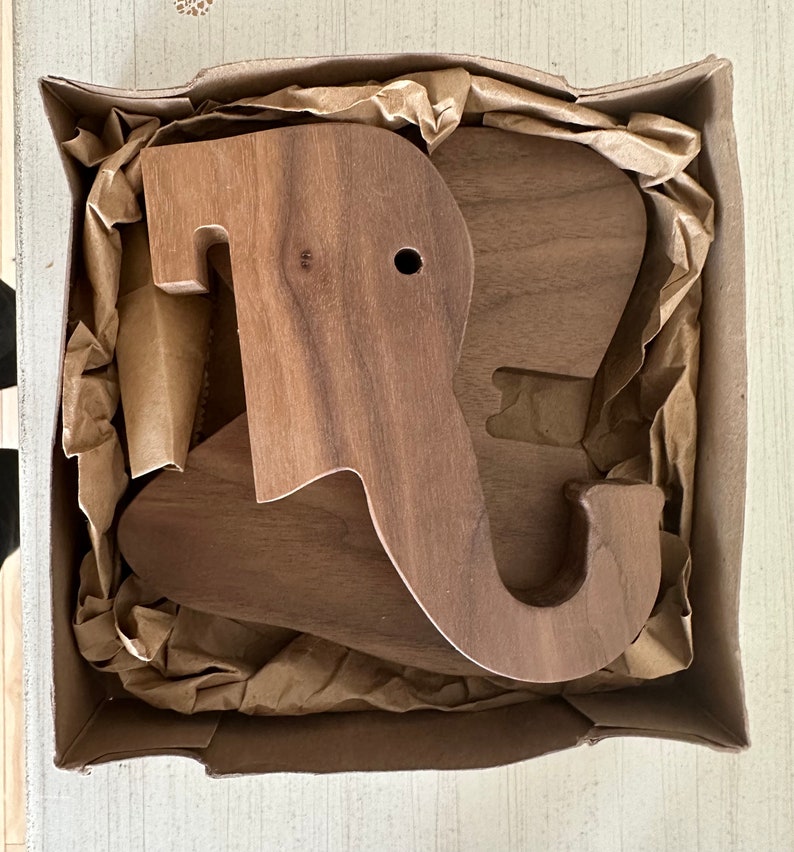 Children’s Room Elephant Walnut Wood Wall Hook “the Jungle Hook ...