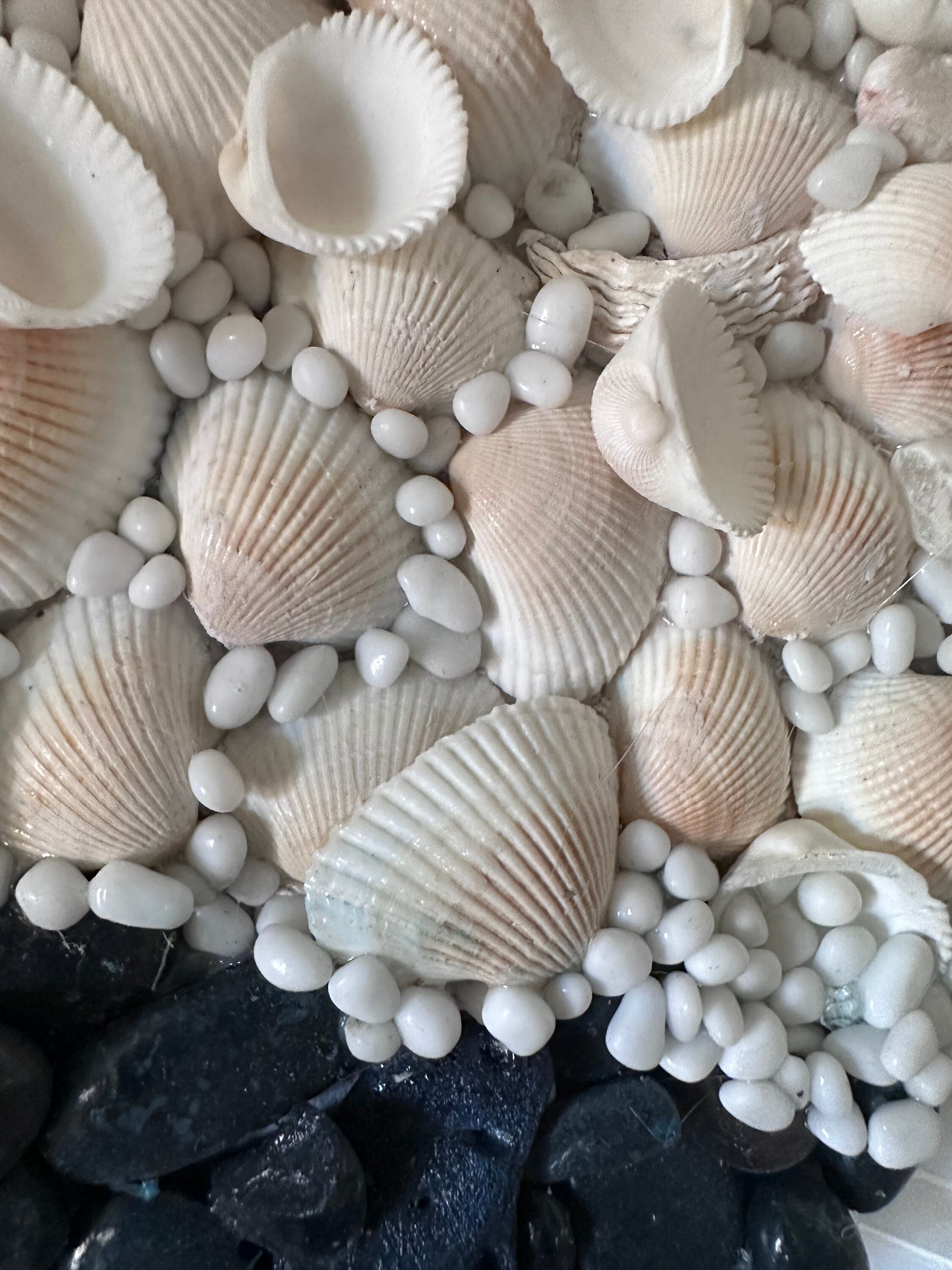 Round Coastal Mixed Media Mosaic, Seashells, Pebbles, Tiles - Etsy