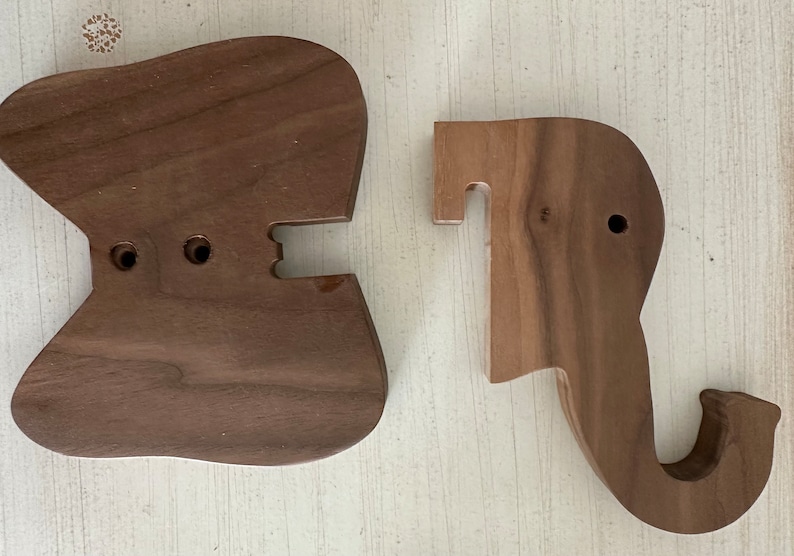 Children’s Room Elephant Walnut Wood Wall Hook “the Jungle Hook ...