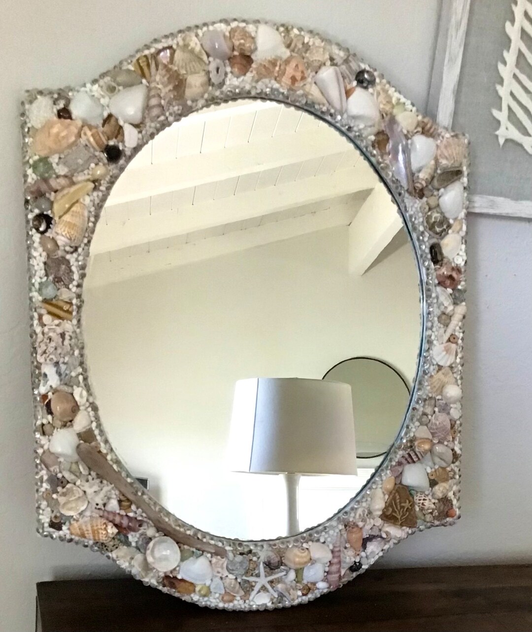 Large Handmade Statement Coastal Seashell Framed Wall Mirror - Etsy