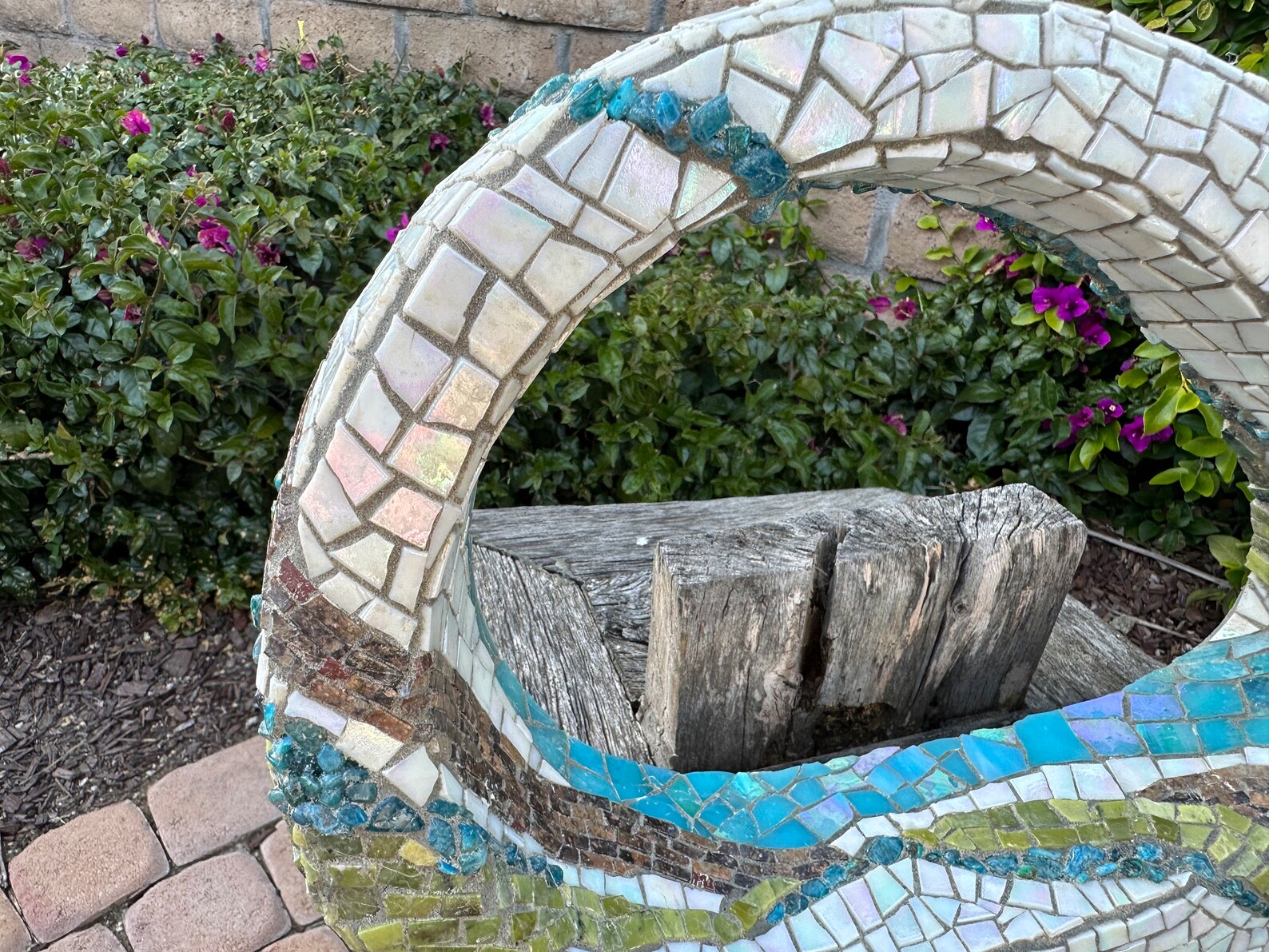 Handmade Large Abstract Heavy Concrete Sculpture. Mosaic Using Natural ...